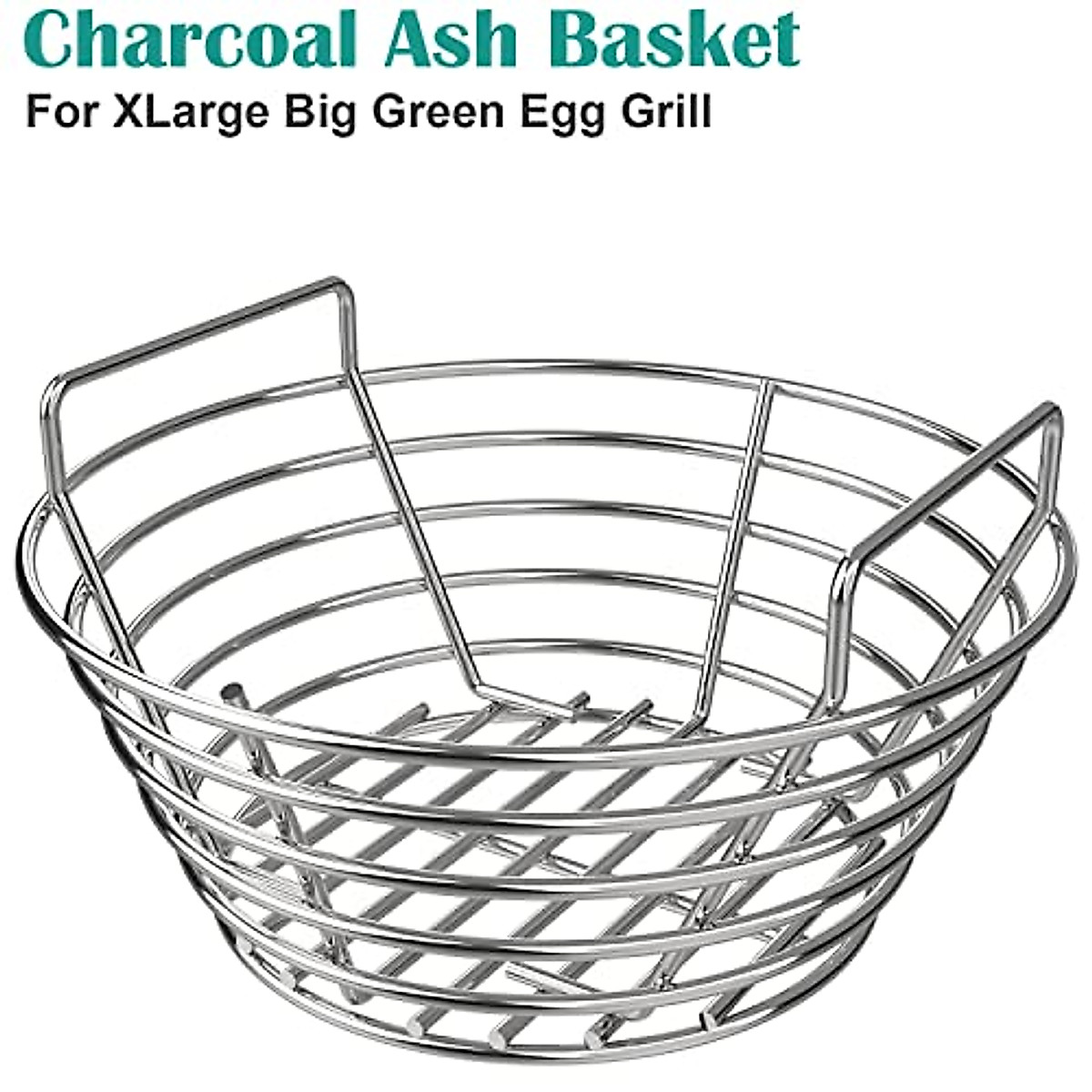 EasiBBQ 10-inch Charcoal Ash Basket for Small Big Green Egg, Kamado Joe Classic and Other Similar Grills, Heavy Duty Stainless Steel.