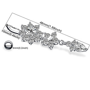 Gnoliew 14G Belly Button Rings Belly Flower Dangle Women Body Piercing Jewelry