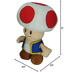 Nintendo Official Super Mario Toad Plush, 8"