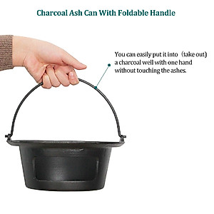 KAMaster Cast Iron Ash Can with Fire Grate for Large Big Green Egg