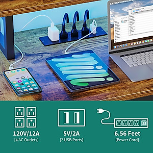 YITAHOME U Shaped Desk, L Shaped Desk with Drawers, Reversible Computer Desk with Power Outlets & LED Lights, Corner Desk Office Desk with Monitor Stand & Storage Shelves, Rustic Brown