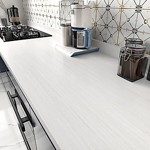 Skyblur White Wood Grain Vinyl Wallpaper, 24"x 118", Peel & Stick, Self Adhesive, Removable, Multi-Purpose, Kitchen, Bathroom, Living Room, Stain Resistant