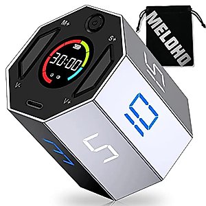MELOHO Pomodoro Timer for Office Productivity, Magnetic Visual Timer with Flip Countdown, Silent & Alarm, Ideal ADHD Tools for Adults/Kids, Small Cube Digital Timer for Kitchen Cooking (Light Grey)
