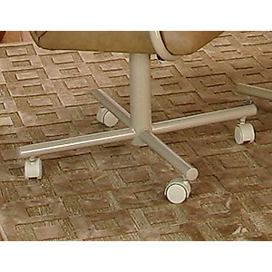 Caster Chair Company Casual Rolling Caster Dining Chair with Honey Oak Wood Arms and Buff Leatherette Seat and Back (1 Chair)