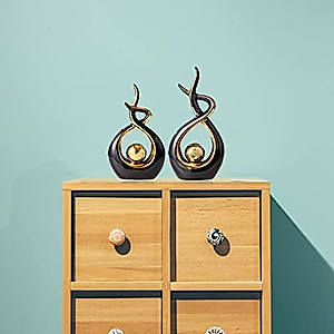 FJS Home Decor Modern Art Ceramic Statue Table Decorations for Living Room Dining Room Coffee Table Centerpiece Shelf Decor - Great Gift Idea 12.2" High (Black, Large)