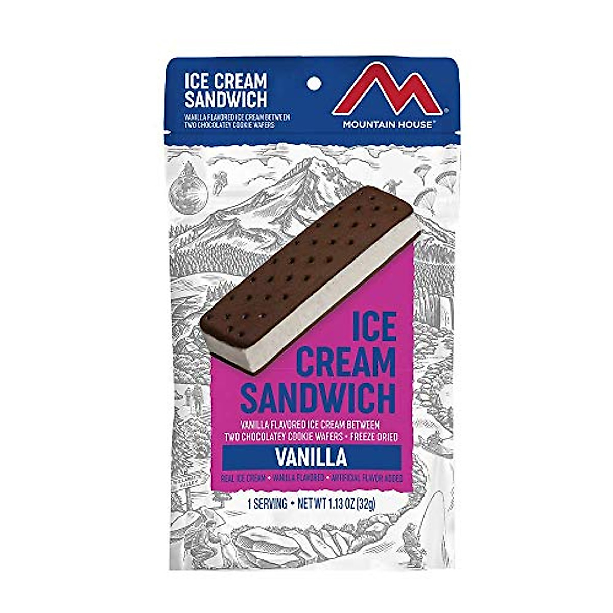 Mountain House Vanilla Ice Cream Sandwich | Freeze Dried Backpacking & Camping Food | 6-Pack