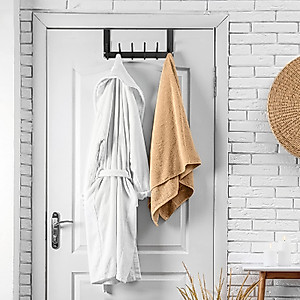 Uross Foldable Over The Door Hooks, Heavy Duty Over Door Hanger, Behind The Door Hook Rack for Hanging Jackets Coats Hoodies Towels Scarfs Clothes Hats Handbags Backpacks -Black