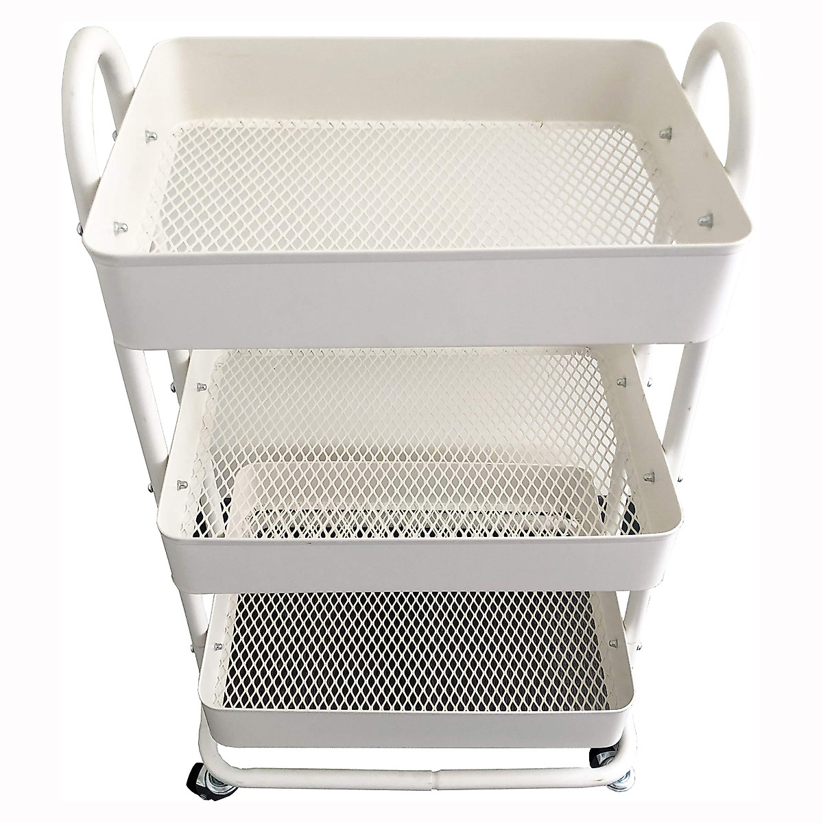 MaxWorks 50175 3-Tier Metal Rolling Utility Cart Heavy Duty Storage with Wheels