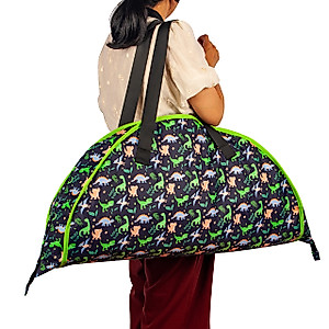 Remobia Hicol Kids Toy Storage Organizer Play Mat Bag for Lego Large Zippered Baby Tidy Toy Storage Bag Portable Fold Up Neat Easy Clean Up Container Bag for Children home and travel (Dinosaur)