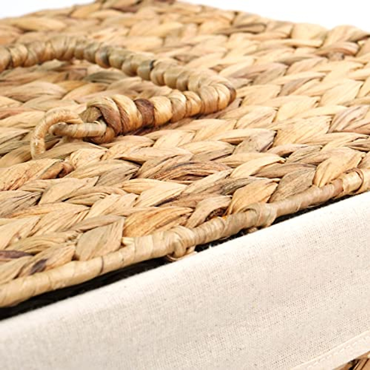 Handmade Rectangular Water Hyacinth Wicker Laundry Hamper with Lid Natural, Large