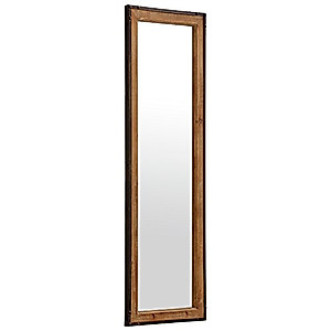 Amazon Brand - Stone & Beam Wood and Iron Hanging Wall Mirror, Glass, Rectangular, 13.75"L x 1.25"W