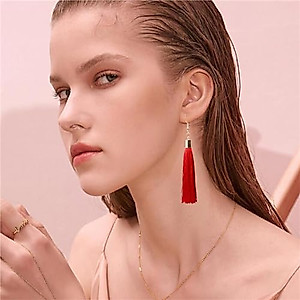 SWEETGRJ 9 Pairs Long Tassel Earrings Set for Women Girls Fashion Handmade Colorful Bohemian Woven Thread Dangle Drop Boho Statement Fringe Earrings Birthday Christmas Valentines Day Gift, Zinc,