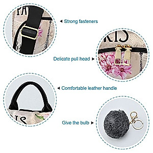 Mcyhzjd Backpack Purse, Paris Eiffel Tower with Rose Flowers French Anti-theft Casual College School Ladies Fashion Shoulder Bag