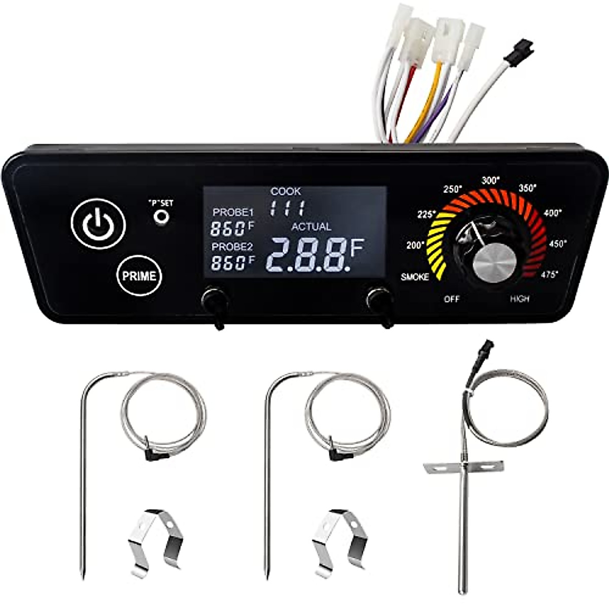 LCD Digital Thermostat Kit Replacement for Pit Boss Grills P7-340/700/1000 Compatible with Pit Boss Classic Austin XL Tailgater Control Board with 2*Meat Probes, RTD Temperature Probe