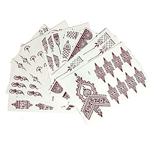 PPVWEY 10 Sheets Henna Tattoos Temporary Henna Stickers 10Pcs Brown Tattoo Stickers Women Body Art Stickers for Wedding Party(10pcs Brown)