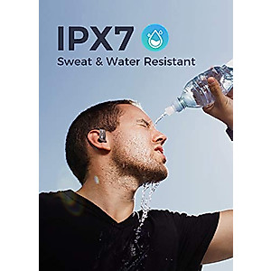 Bluetooth Headphones Wireless Earbuds 35H Play Time Earphones with Microphone IPX7 Waterproof with earhooks for Gym Sports Outdoor Black