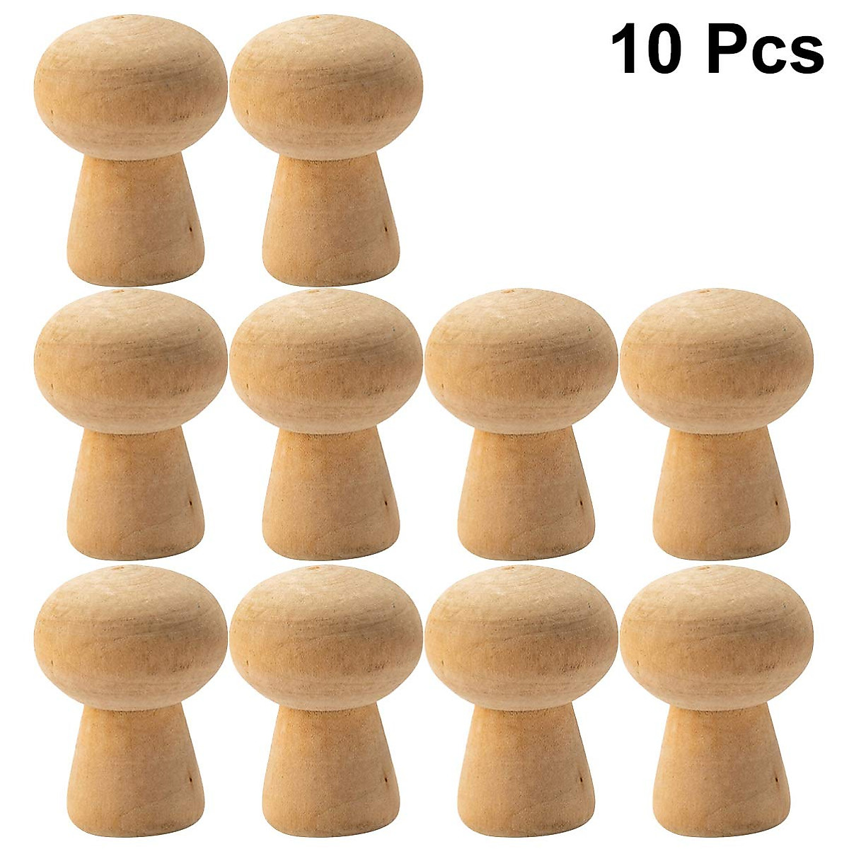 Kisangel 10pcs Wooden Mushroom Unfinished Wooden Peg Dolls Bodies Mushroom Head Kid Painting Wooden Doll for DIY Decoration Arts and Crafts Birch and Maple Wood Turnings
