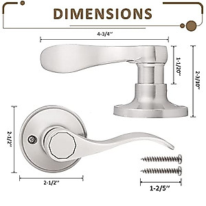 Probrico 4 Pack Dummy Door Lever Door Handle for Left Hand and Right Hand, Wave Style French Door Handle with Satin Nickel Finish, Single Side Non-Turning Dummy for Laundry Room, Hallway, Closet