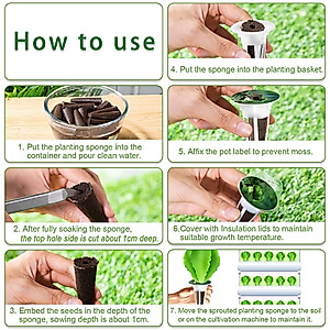 JOLINTAL 120Pcs Hydroponic Garden Accessories Pod Kit, Indoor Garden Accessories, with Transparent Lid, 30 Planting Sponges, 30 Planting Baskets, 30 Seed Labels, 30 Planting Domes, Planting Sponge Set