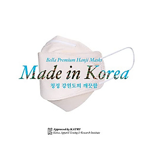 [Made in Korea] Bella Premium Hanji Mask: Filter Efficiency ≥ 97%, 4-Layer Breathable Quality 3D Mask with Adjustable Nose Strip (30, Light Beige)