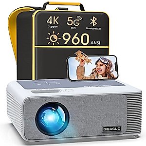 BIGASUO 960ANSI Projector with WiFi and Bluetooth - 1080P HD Outdoor Movie Projector 4K Support, Home Projectors Max 400" Display, 4P & ±50° Keystone, 60% Zoom, Compatible with Laptop, TV Stick, PS5