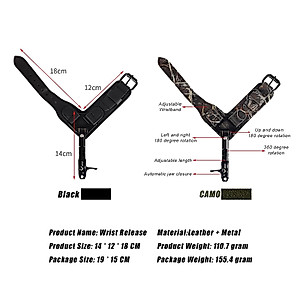 FENJANER Archery Bow Release for Compound Bow Adjustable Wrist Strap Archery Release Aid Quick Release for Hunting Shooting (Camo)