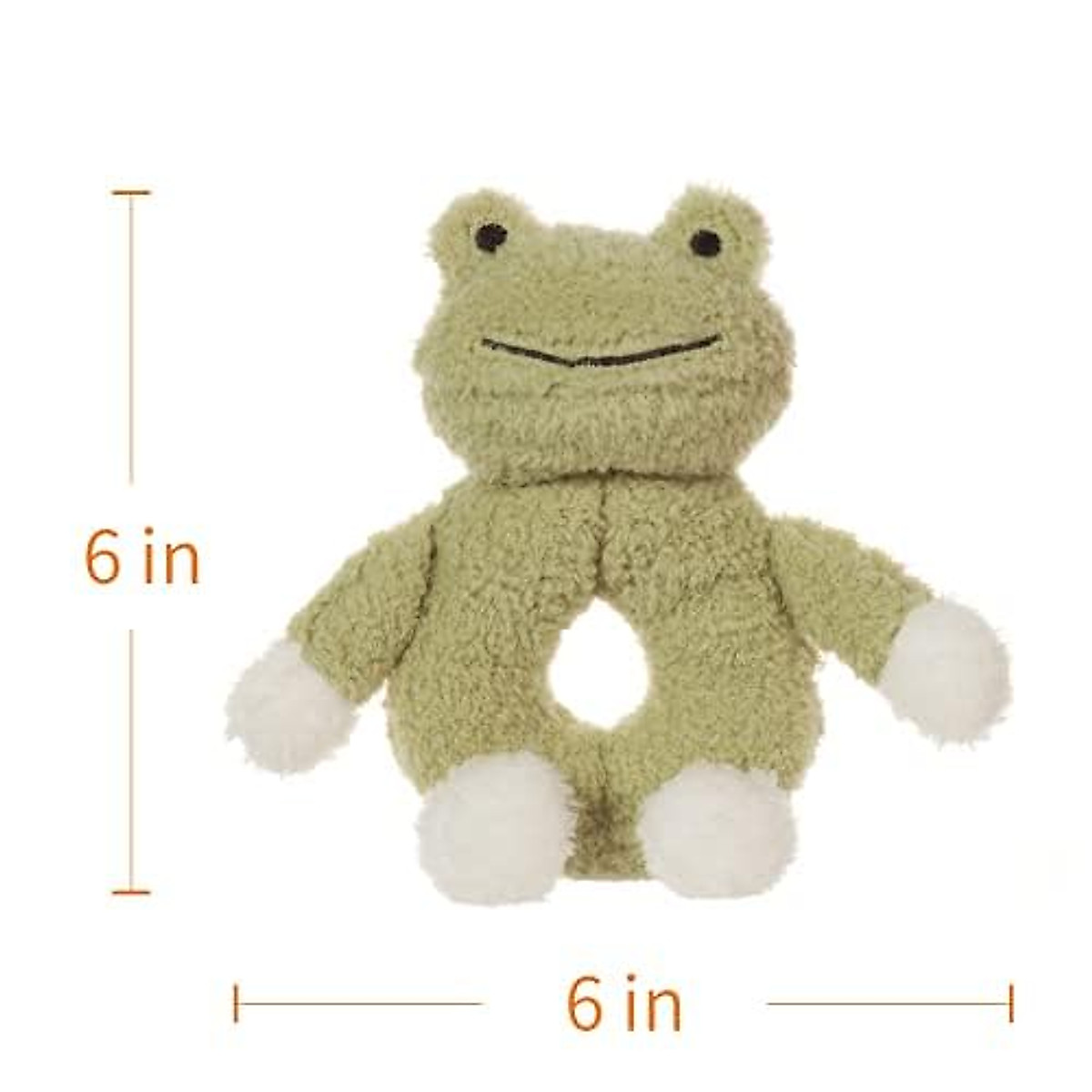 Apricot Lamb Baby Frog Soft Rattle Toy, Plush Stuffed Animal for Newborn Soft Over 0 Months (Frog, 6 Inches)