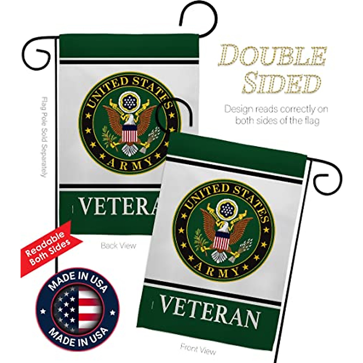 USA Decoration Army Veteran Garden Flag Armed Forces Rangers United State American Military Retire Official House Decoration Banner Small Yard Gift Double-Sided, 13"x 18.5", Made in USA