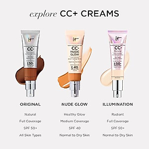 IT Cosmetics Your Skin But Better CC+ Cream, Tan (W) - Color Correcting Cream, Full-Coverage Foundation, Hydrating Serum & SPF 50+ Sunscreen - Natural Finish - 1.08 fl oz