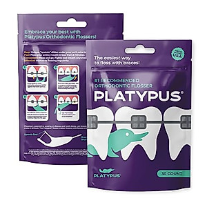Platypus Orthodontic Flossers for Braces, 30 Count (Pack of 6), Ortho Picks for Adults & Kids, Fits Under Arch Wire, Non-Damaging, Encourage Flossing Habits