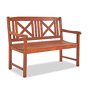 GODECOR Outdoor Wooden Garden Bench, Patio Furniture Acacia Wood Outdoor Loveseat with Armrests & Backrest, Weather Proof 2-Person Outdoor Chair for Park, Porch, Pool, Backyard