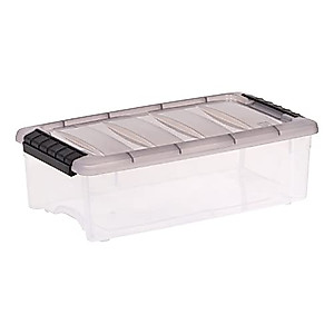 IRIS USA 6 Quart Stack & Pull Clear Storage Box, Gray, 12 Pack