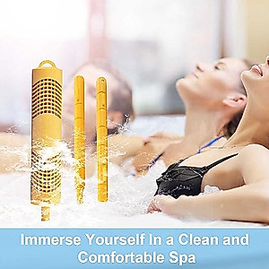 Joepoe SPA Mineral Stick Parts,Mineral Sticks for Hot Tub with 4 Months Lifetime Filter Cartridge Universal for Hot Tub&Pool (Yellow,3-Pack)
