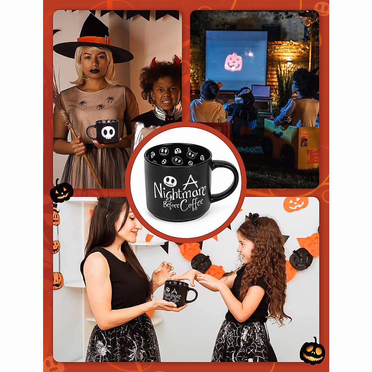 Cessfle Nightmare Before Christmas Gifts, Nightmare Before Christmas Mug, Jack Smile Face Skellington Christmas Coffee Mug 14oz, Christmas Gifts for Women Men