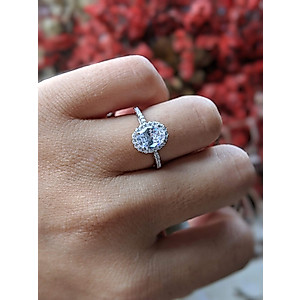 Oval Cut Solitaire 1.5ct CZ Rhodium Plated Engagement Anniversary Wedding Band Promise Women Diamond Ring (5)