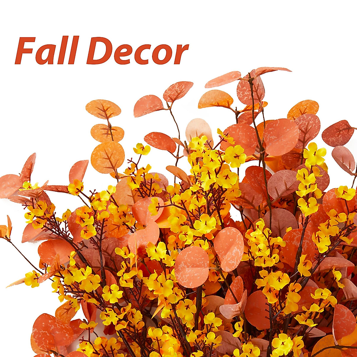 Anna's Whimsy 8 Pcs Artificial Eucalyptus Stems and Fake Babys Breath Flower Fall Decorations Fall Leaves for Fall Home Decor