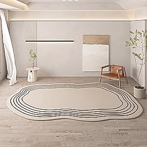 Decomia Home Non Slip Rug, Modern Rug, Abstract Rug, Irregular Rug, Rug for Living Room Bedroom, Nordic Rug, White Rug, Home Decor Modern (5'x7')