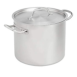 AmazonCommercial 12 Qt. Stainless Steel Aluminum-Clad Stock Pot with Cover