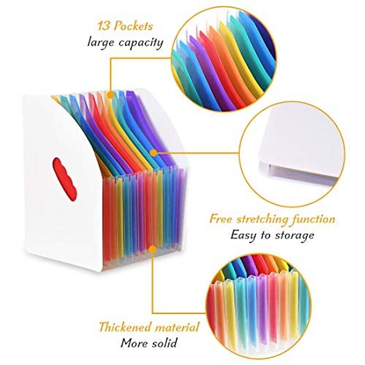 SAYEEC 13 Pockets Vertical Expanding File Folder Plastic Accordion File Organizer Desk Stand Magazine Holder Letter Size A4 Documents Storage Space Saver for Office Home Class (White, 2 Pack)