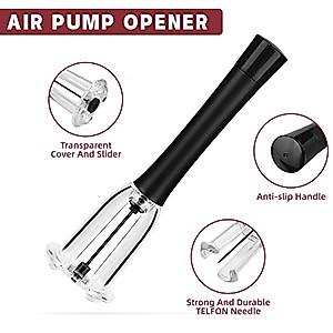 Wine Bottle Opener Set, 4 in 1 Air Pressure Pump Red Wine Opener Kit Manual Needle Cork Remover Set Including Wine Foil Cutter, Wine Pourer and Vacuum Stopper Perfect Wine Gifts Set for Wine Lovers