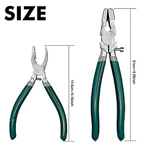 GINWORD 9Pcs Heavy Duty Glass Running Breaking Pliers and Class Cutters Tools Kit, Breaker Grozer Pliers with Curved Jaws,Glass Cutters for Stained Glass, Mosaics, Fusing, Breaking