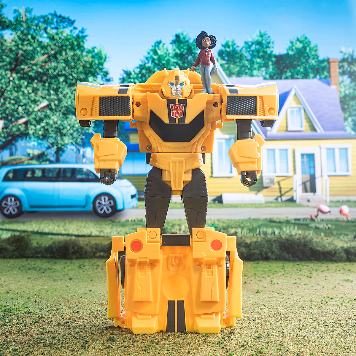 Transformers Toys EarthSpark Spin Changer Bumblebee 8-Inch Action Figure with Mo Malto 2-Inch Figure, Robot Toys for Ages 6 and Up