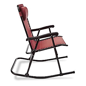 Amazon Basics Outdoor Textilene Zero Gravity Folding Lounge Rocker with Pillow, Red