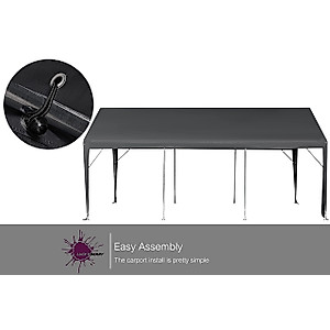 Luckyberry 12'x 20' Heavy Duty Carport Portable Tent,Waterproof，UV-Protection Carport Garage with Removable Sidewalls & Doors for Quick-Setup Carport Car, Truck, Boat with All-Season Tarp, Grey