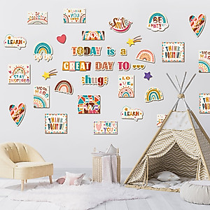 Today is A Great Day Bulletin Board Set Boho Rainbow Bulletin Board Borders Heart Star Bohemian Rainbow Cutouts with Glue Points for Classroom School Office Home Wall Decoration