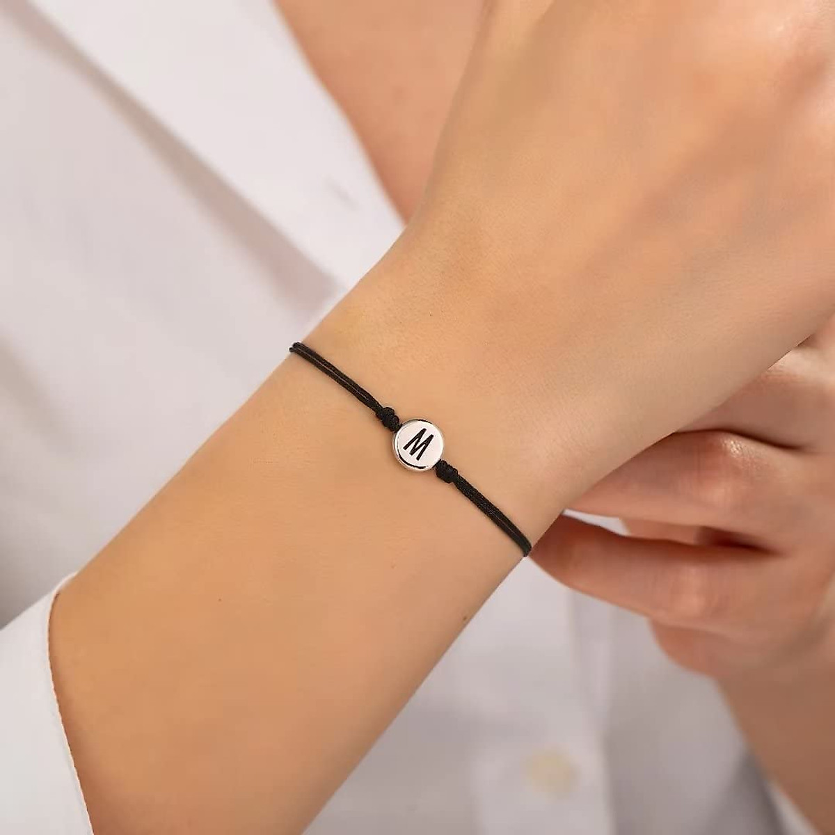 Ursteel Initial Bracelets for Women, S925 Sterling Silver Pendant Matching Bracelets for Couples Letter C Initial Bracelets for Women Teen Girls Couples Bracelets Valentines Gifts for Girlfriend Wife