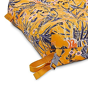 Vera Bradley by Classic Accessories Water-Resistant Patio Chair Cushions, 19 x 19 x 5 Inch, 2 Pack, Rain Forest Toile Gold, Chair Seat Cushions