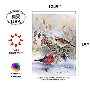 Toland Home Garden 119353 Winter Rest Cardinals Winter Flag 12x18 Inch Double Sided Winter Garden Flag for Outdoor House Flag Yard Decoration