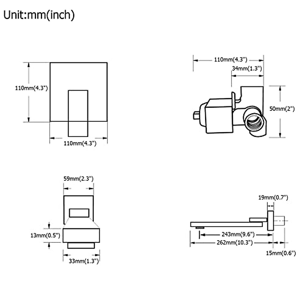 Wall Mount Tub Faucet with Extra Long Tub Spout,Single Handle Tub Filler Faucet with Brass Rough-in Valve,Matte Black