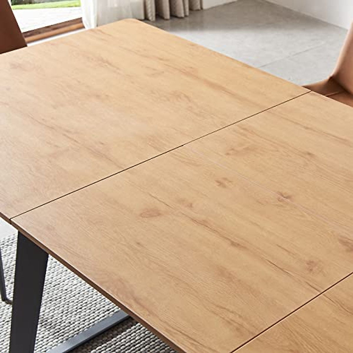 ZckyCine Modern mid-Century Dining Table Dining Room Table and Chairs for 4 Rectangular Wooden Dining Table Extendable Dining Table Space-Saving Multifunctional Dining Table